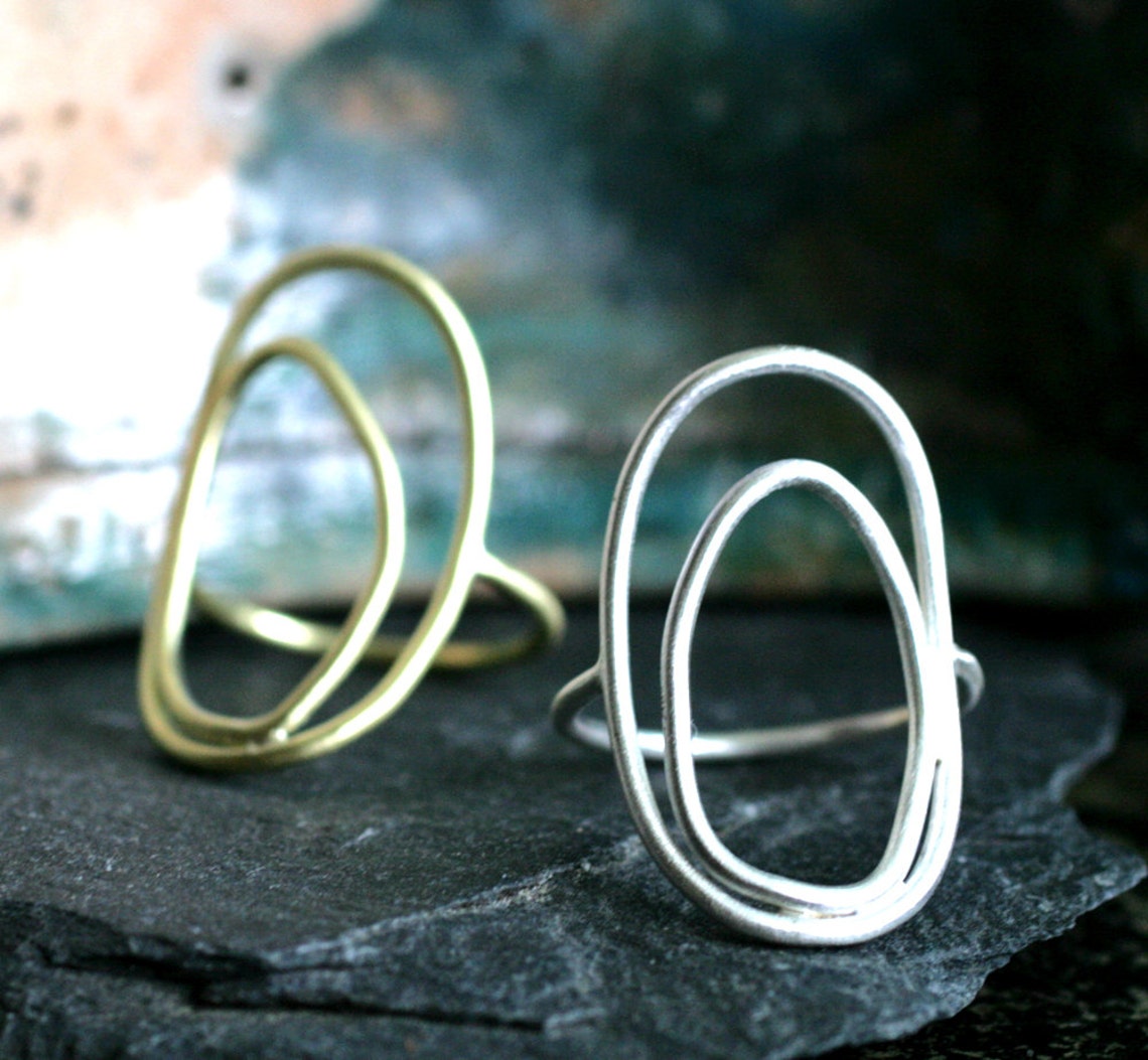 Organic Circle Ring Minimalist Ring Modern Ring Large Circle | Etsy