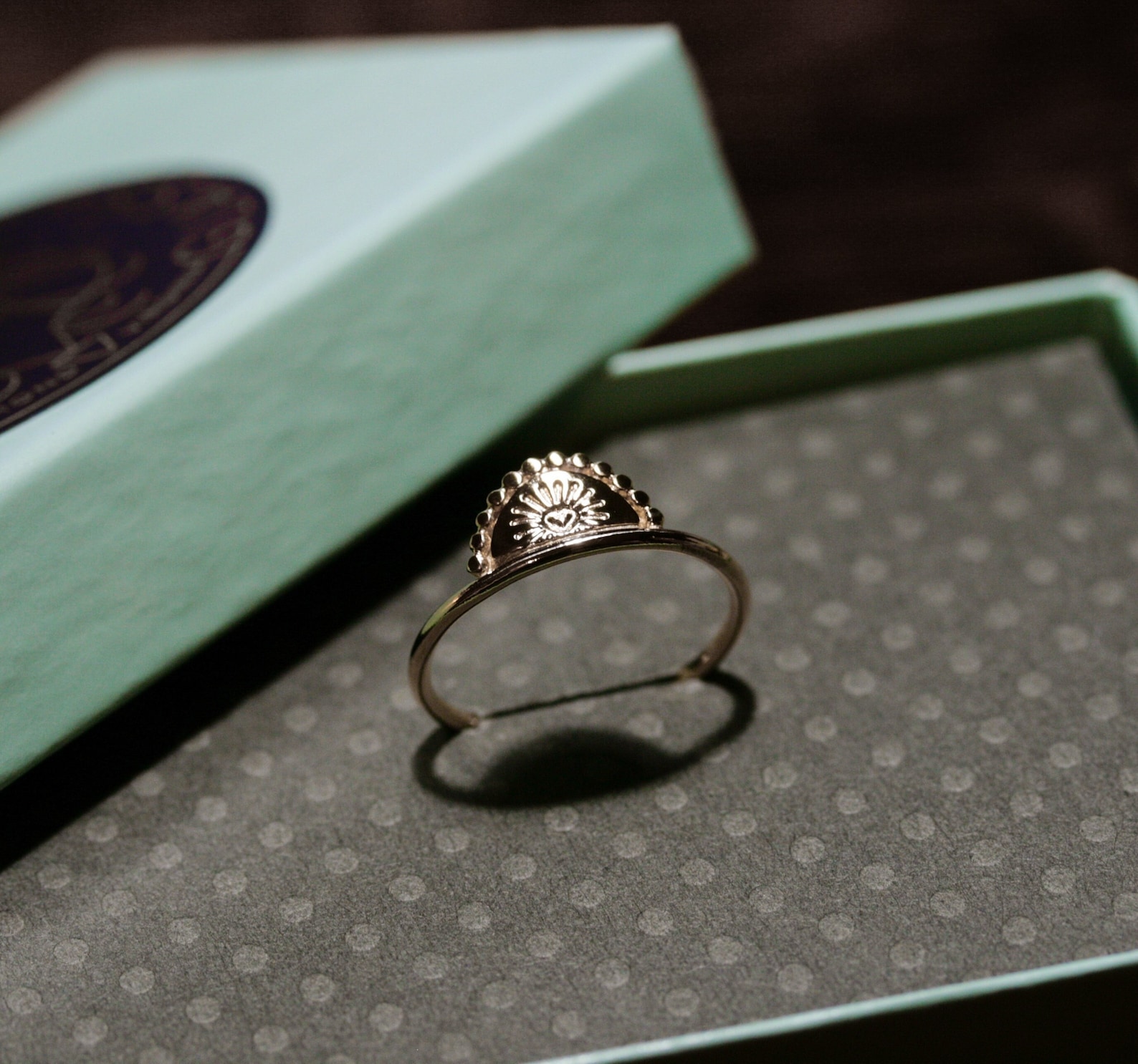 You Are My Sunshine Ring- Dainty Shining Sun Heart Half Moon Stacking ...