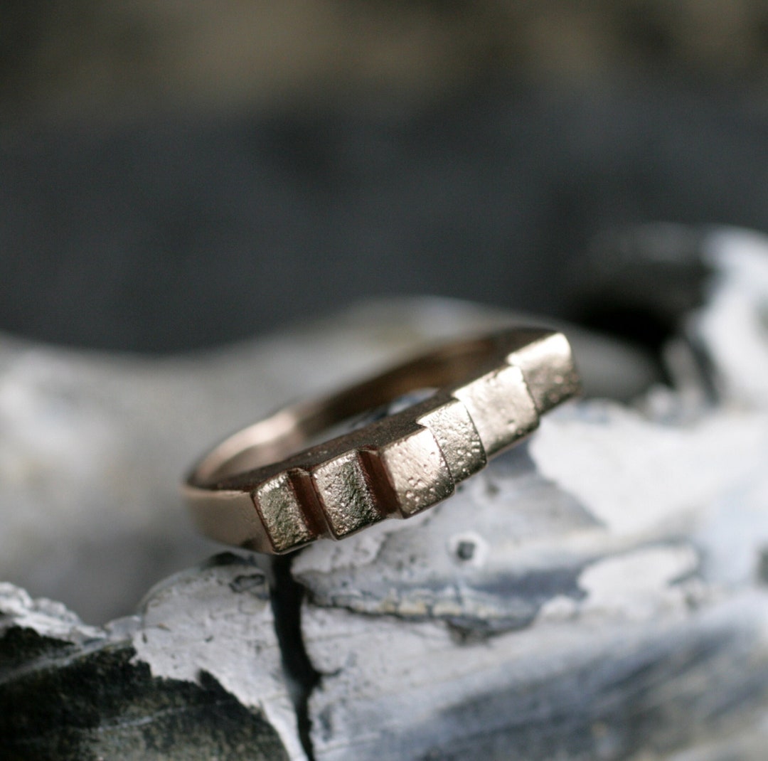 Modern Faceted Ring Lost Wax Cast Ring Minimalist Square Ring Geometric ...