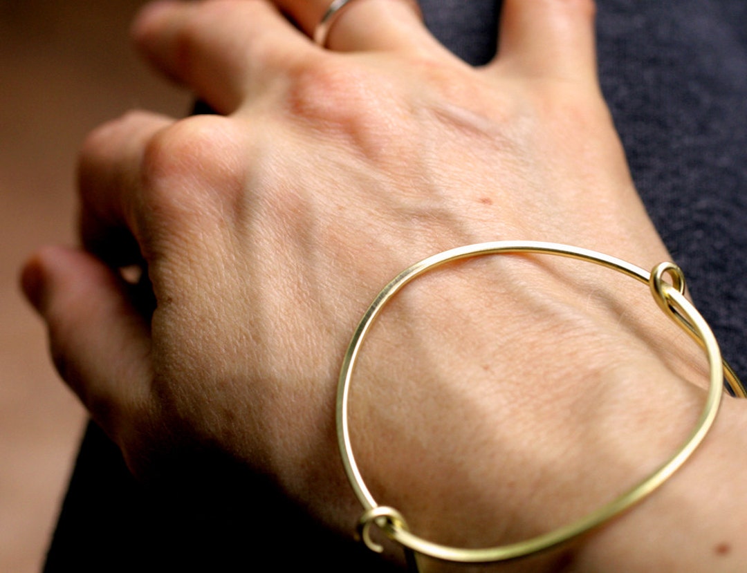 Circle Bracelet Modern Minimalist Large Circle Open Circle Gold Brushed ...