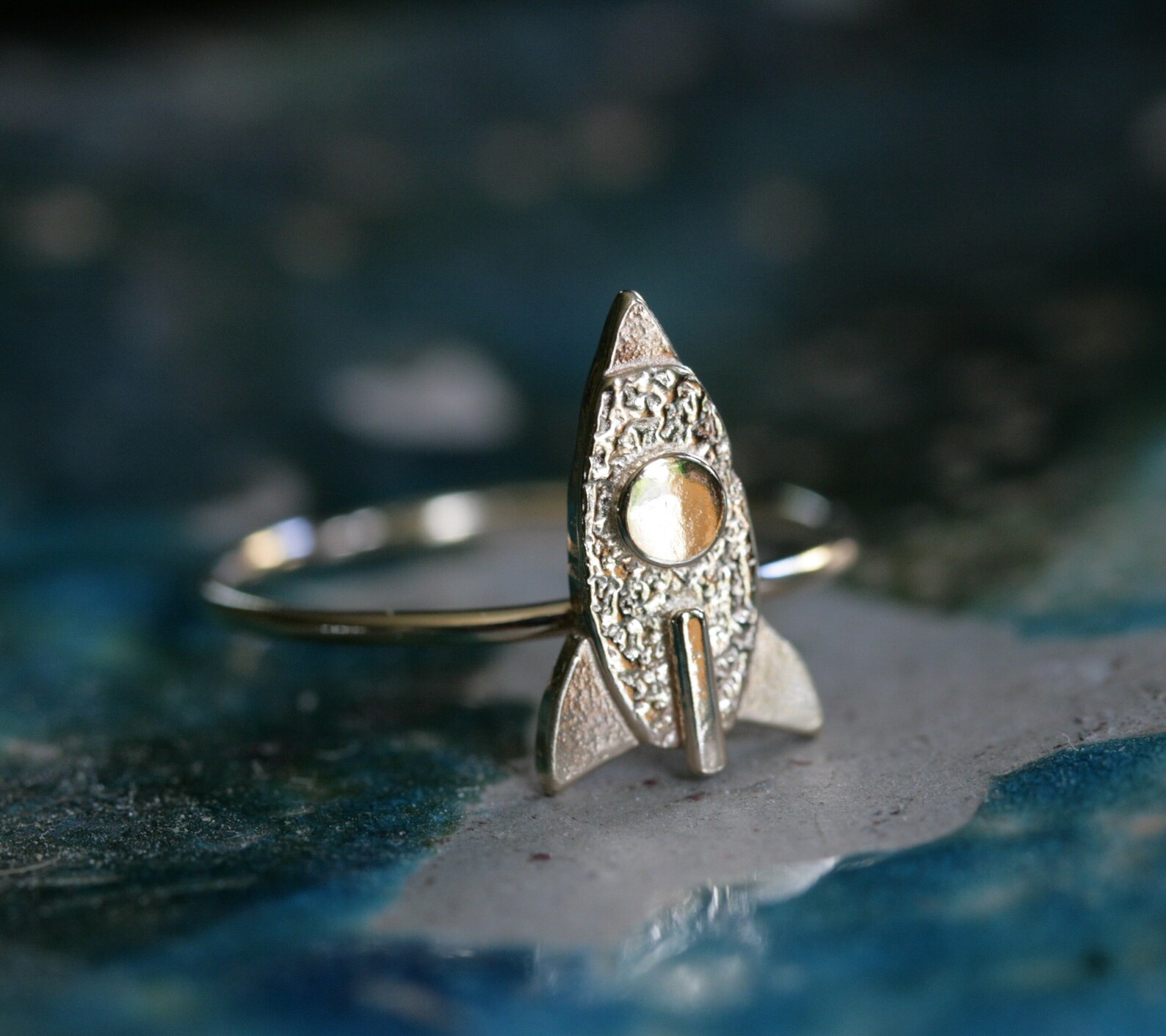 Dainty Rocket Ring- Handmade Celestial Space Jewelry- Minimalist ...