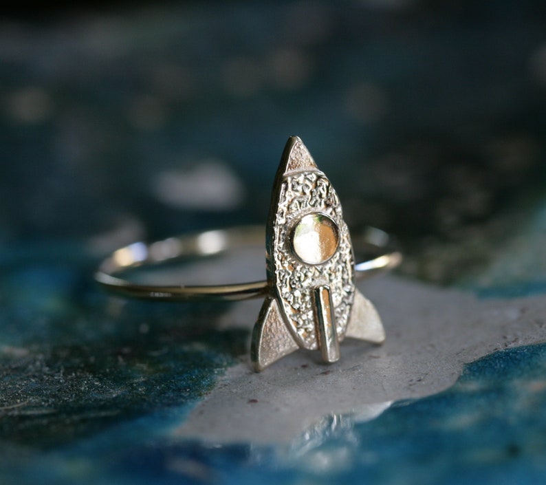 Dainty Rocket Ring- Handmade Celestial Space Jewelry- Minimalist ...