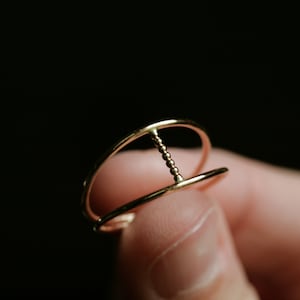 Handmade Dainty Cage Ring- Double Band Bar Ring- BEADED T STRAP ...