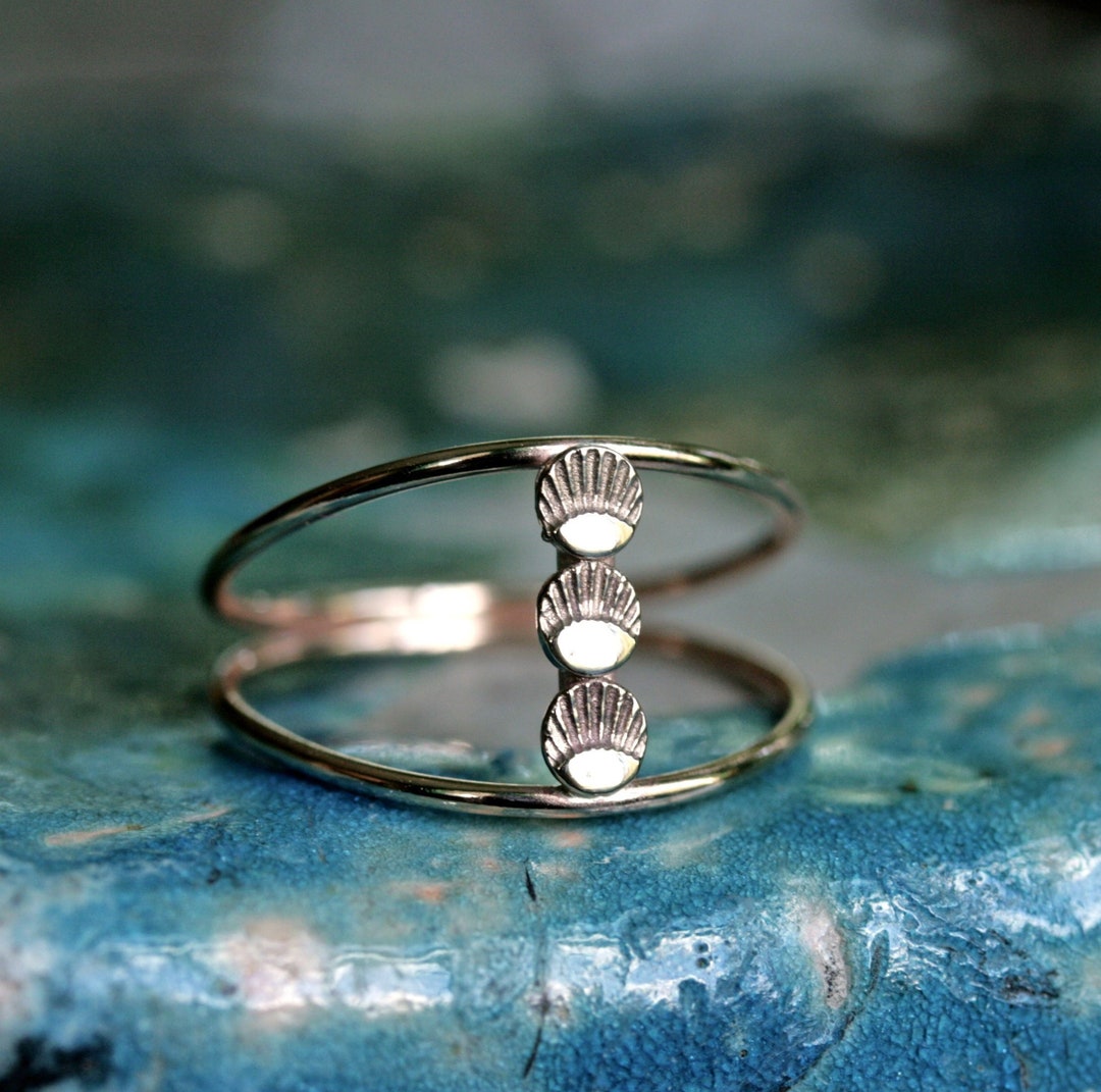 Sun Ring Cage Ring Double Band Ring Sun Jewelry Two Band Ring Celestial ...