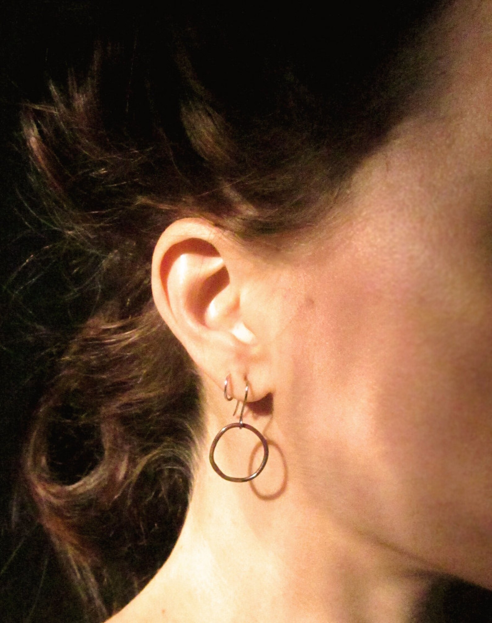 Small Circle Earrings Copper Circle Earrings Tiny Copper Heat Patina ...