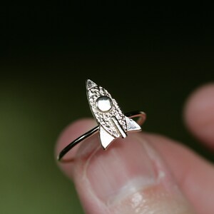 Dainty Rocket Ring- Handmade Celestial Space Jewelry- Minimalist ...