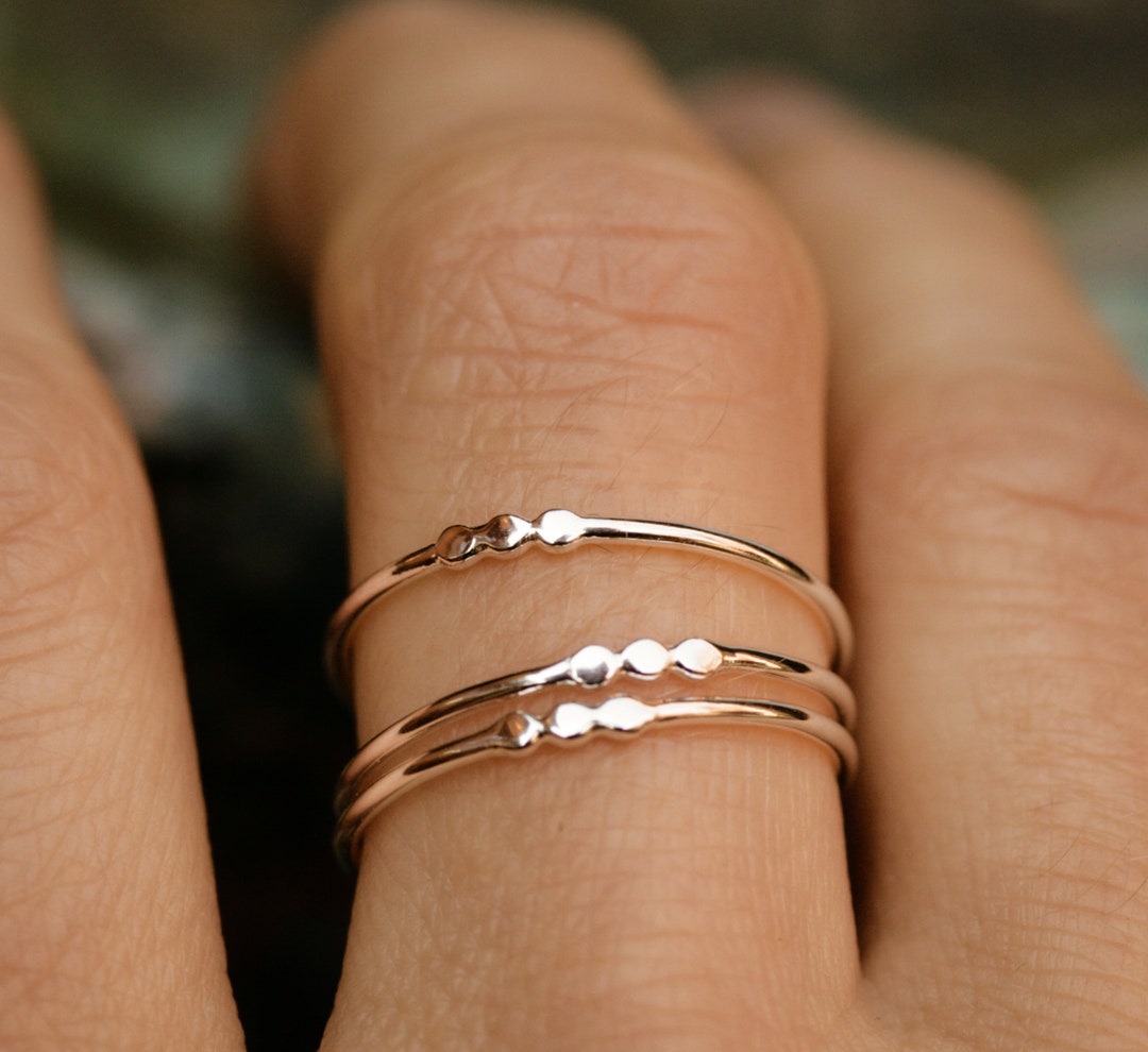 Handmade Three Dot Ring- Dainty Stacking Ring- TINY BUBBLES- Available ...