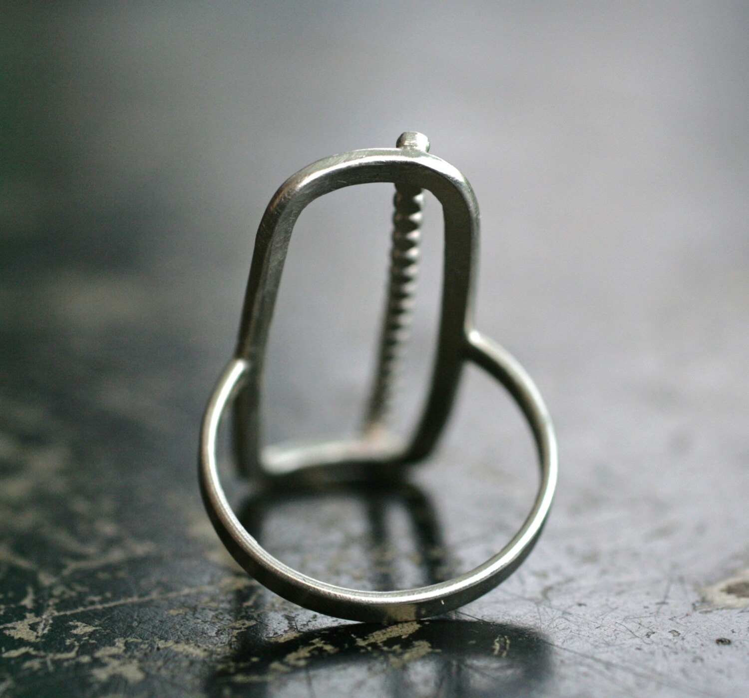 Silver Rectangle Ring Minimalist Cocktail Ring Sterling | Etsy