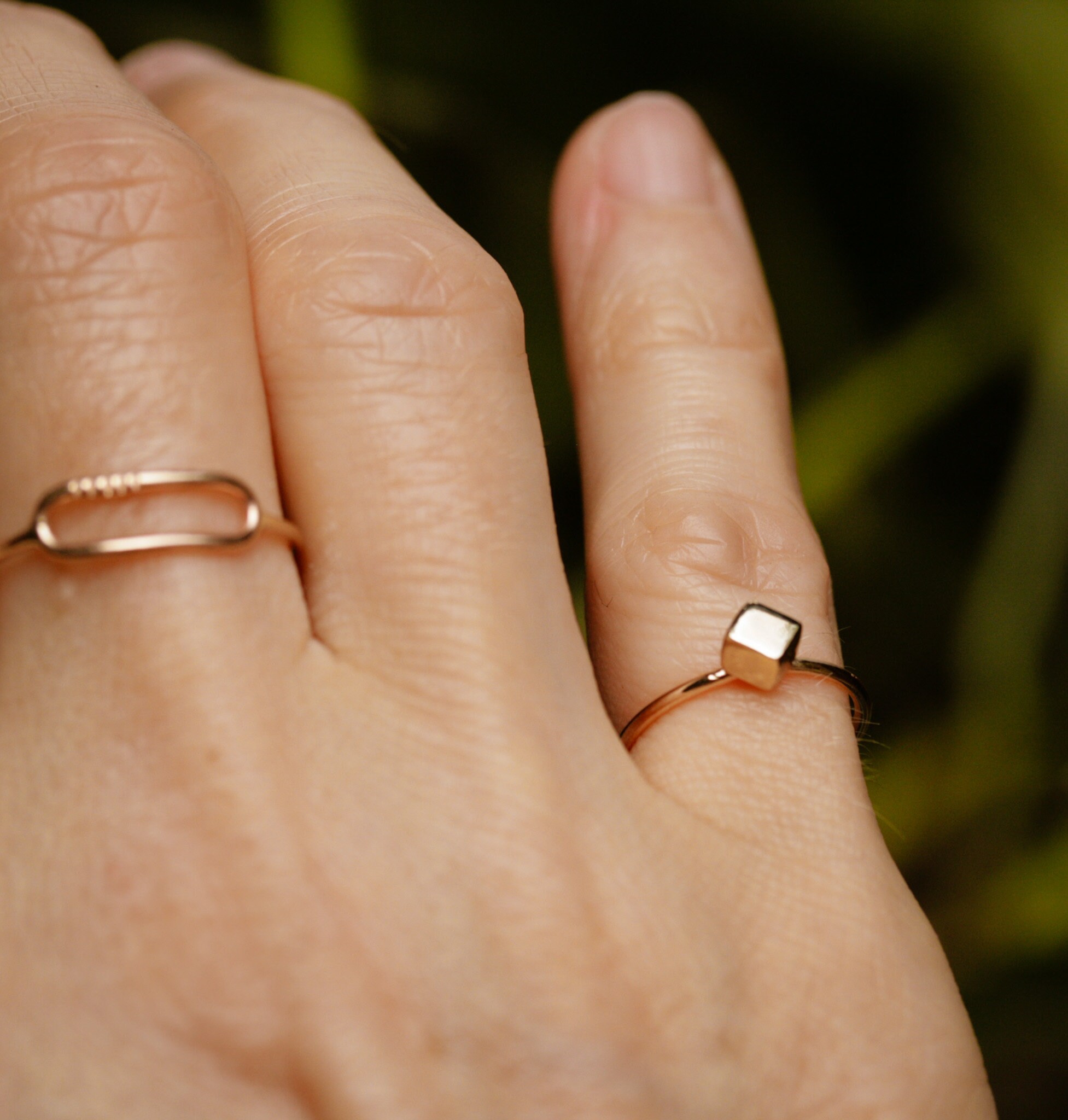 Dainty gold ring solid gold ring tiny square ring sterling | Etsy