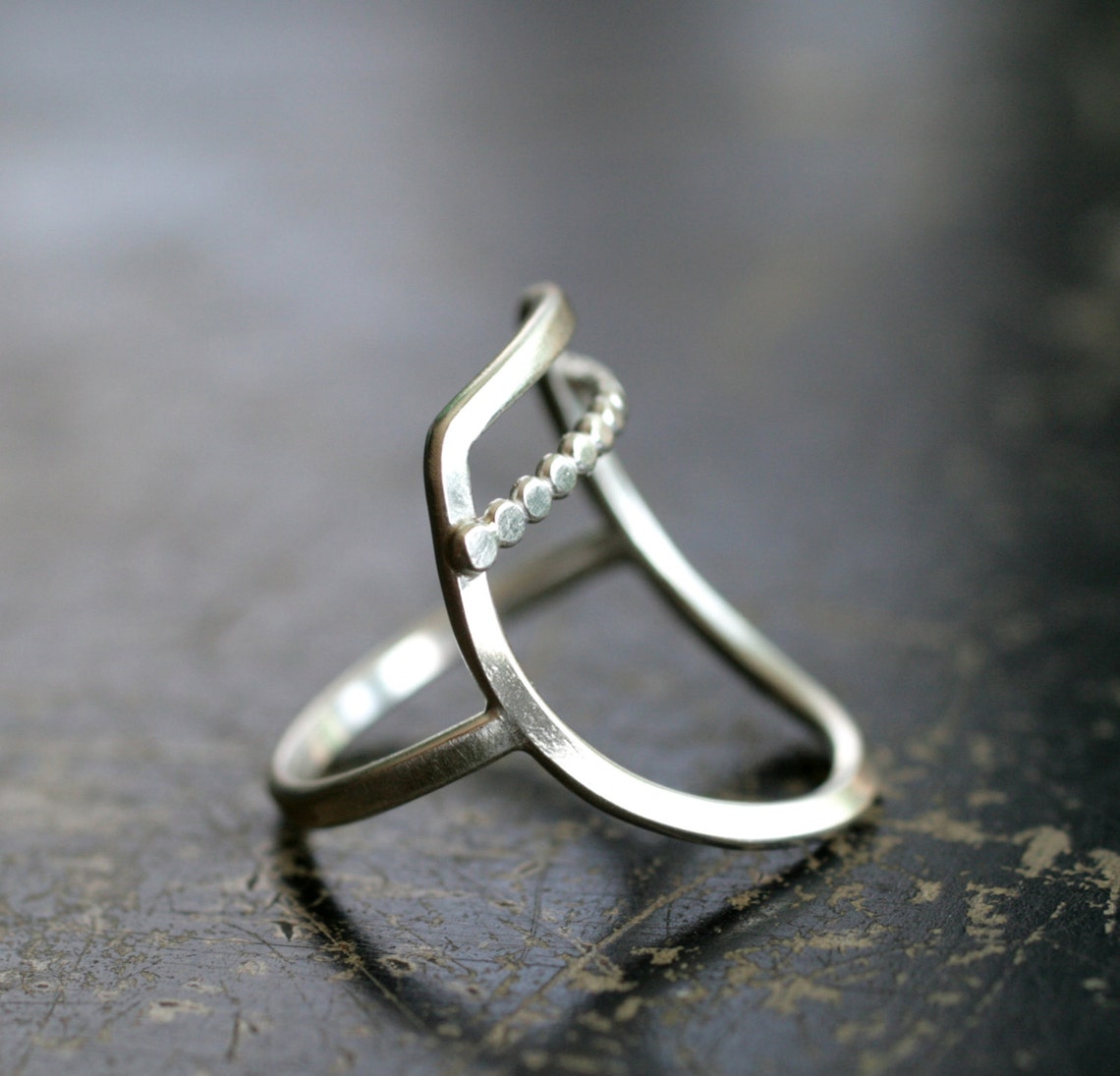 Modern Silver Ring Minimalist Cocktail Ring Matte Sterling | Etsy