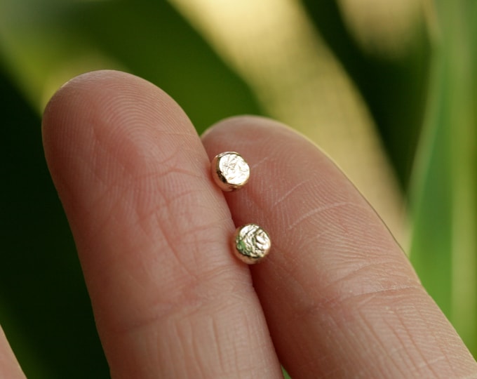 Organic Studs Solid Gold Studs Minimalist Studs Tiny Gold Studs Small ...