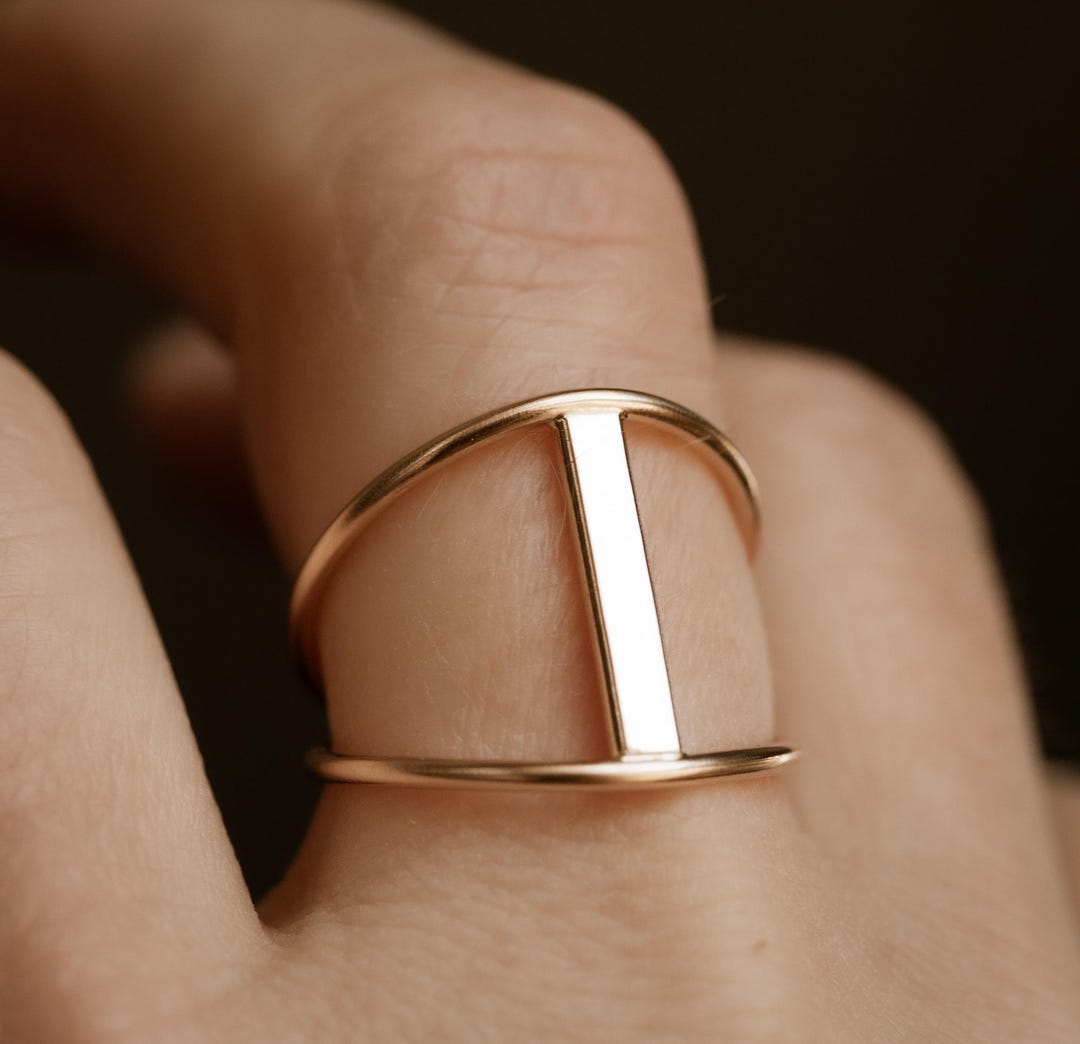 Bar Ring Modern Gold Bar Ring Minimalist Ring Cage Ring Line Ring ...