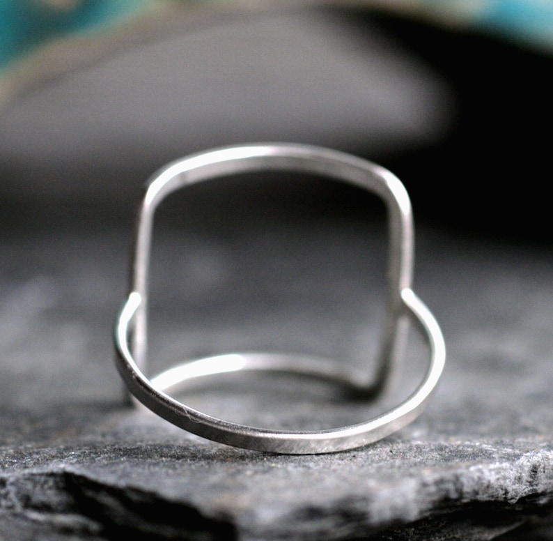 Square Ring Solid Gold Ring Geometric Ring Silver Square Ring | Etsy Canada