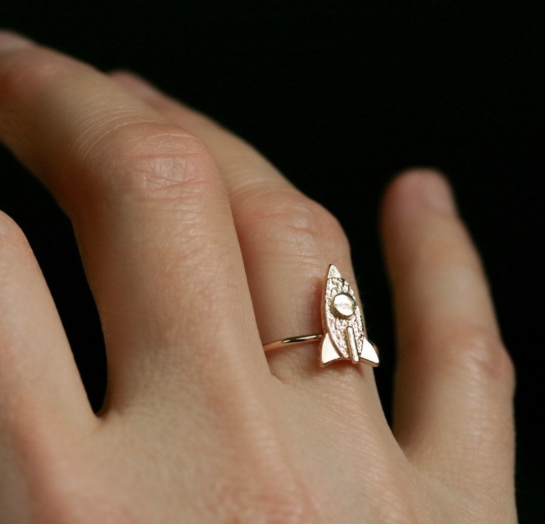 Dainty Rocket Ring- Handmade Celestial Space Jewelry- Minimalist ...