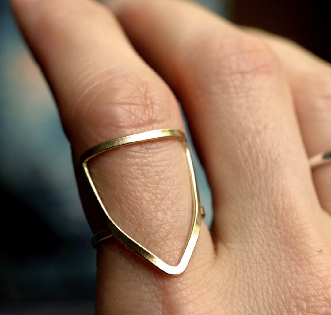 Shield Ring Minimalist Ring Solid Gold Ring Modern Cocktail Ring Silver ...