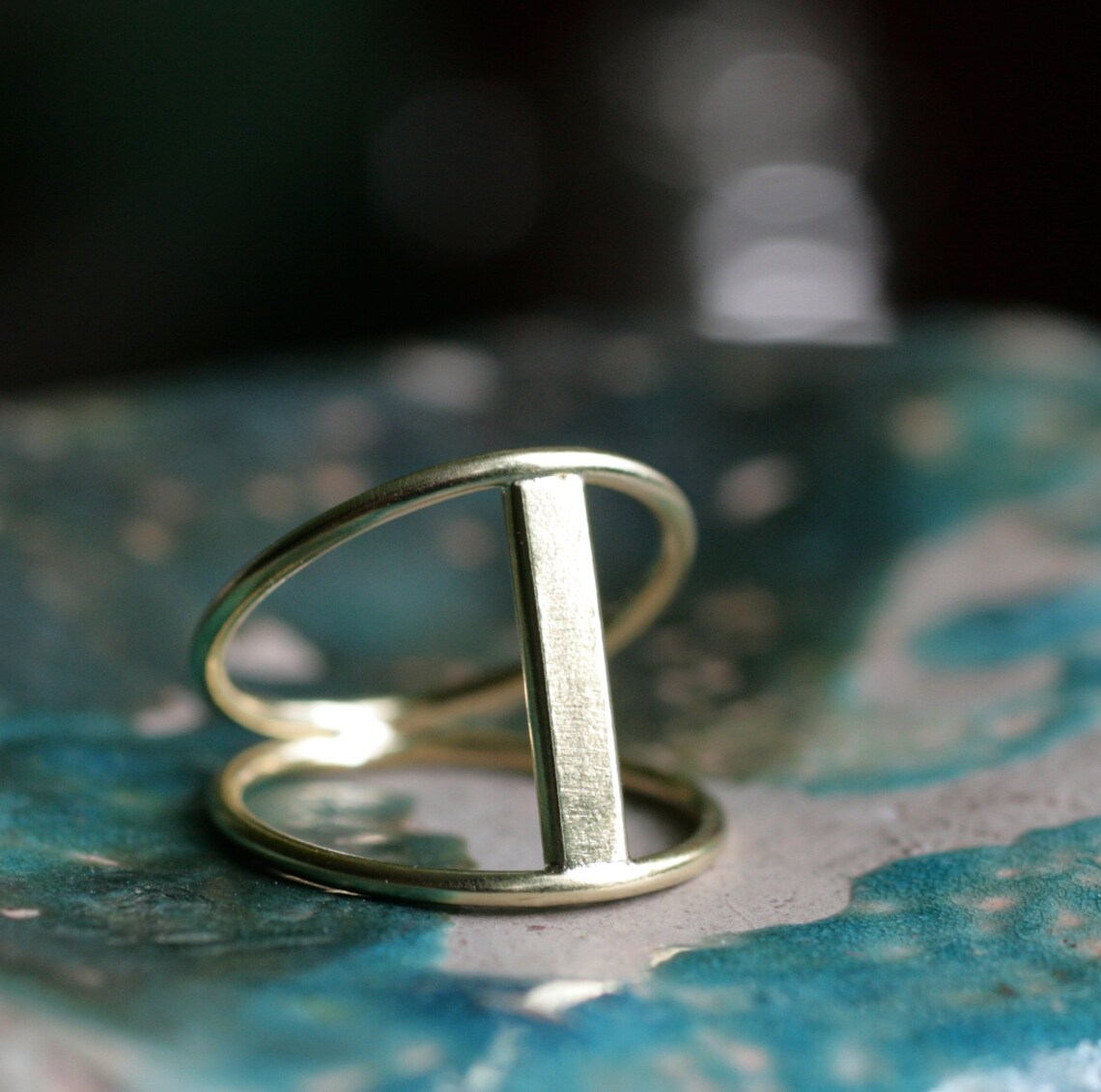 Bar Ring Modern Gold Bar Ring Minimalist Ring Cage Ring Line - Etsy