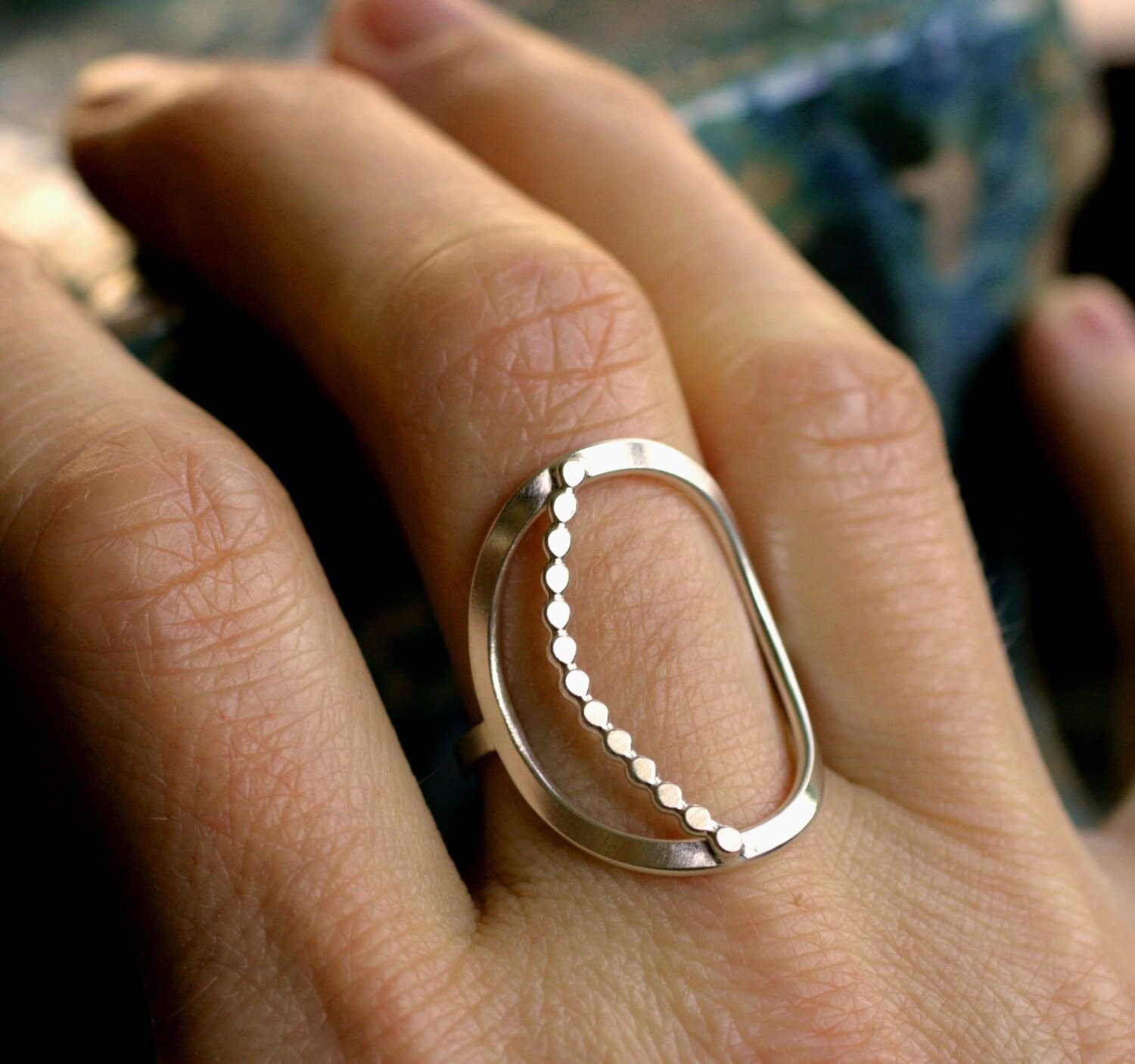 Silver Big Circle Ring Modern Cocktail Ring Matte Sterling | Etsy