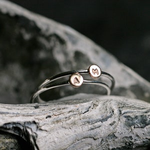 Tiny Initial Ring Stacking Initial Ring Small Gold Initial Ring Silver ...