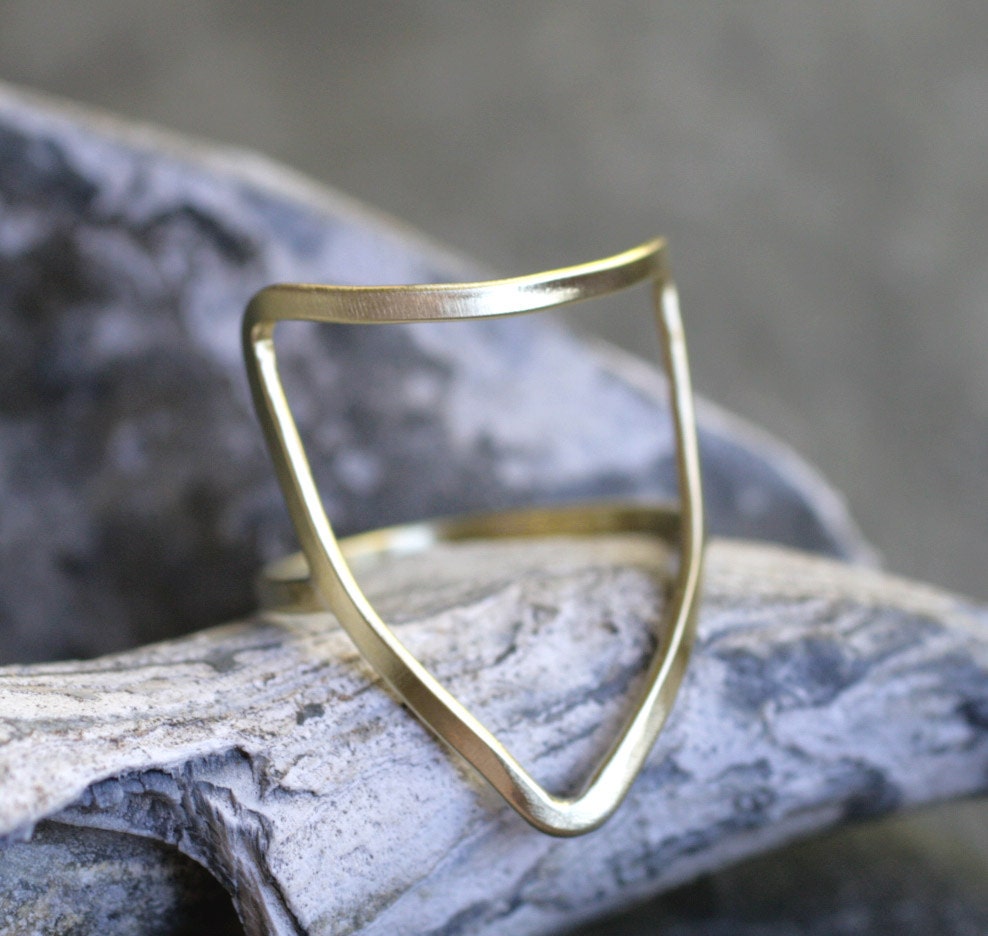 Shield ring minimalist ring solid gold ring modern cocktail | Etsy