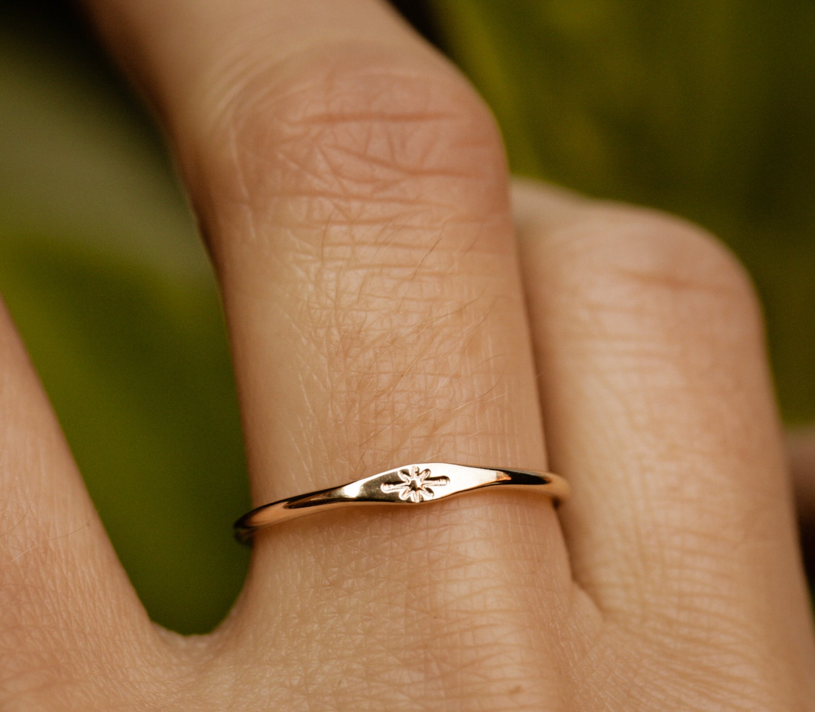 Hand Stamped Star Ring Small Signet Ring Dainty Gold Ring Silver ...