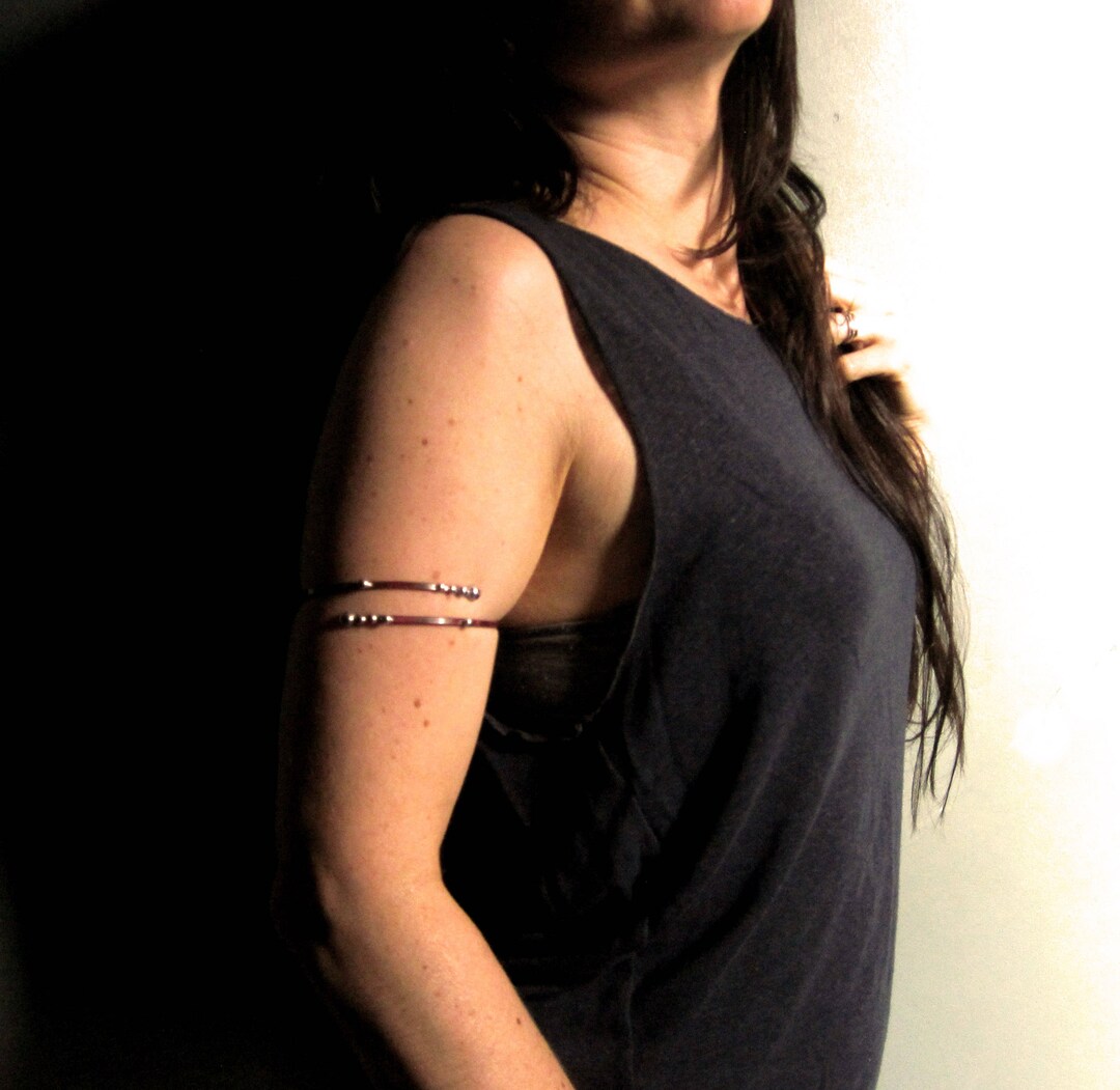 Studded Upper Arm Band Rustic Copper Adjustable Armlet Arm Cuff Patina ...