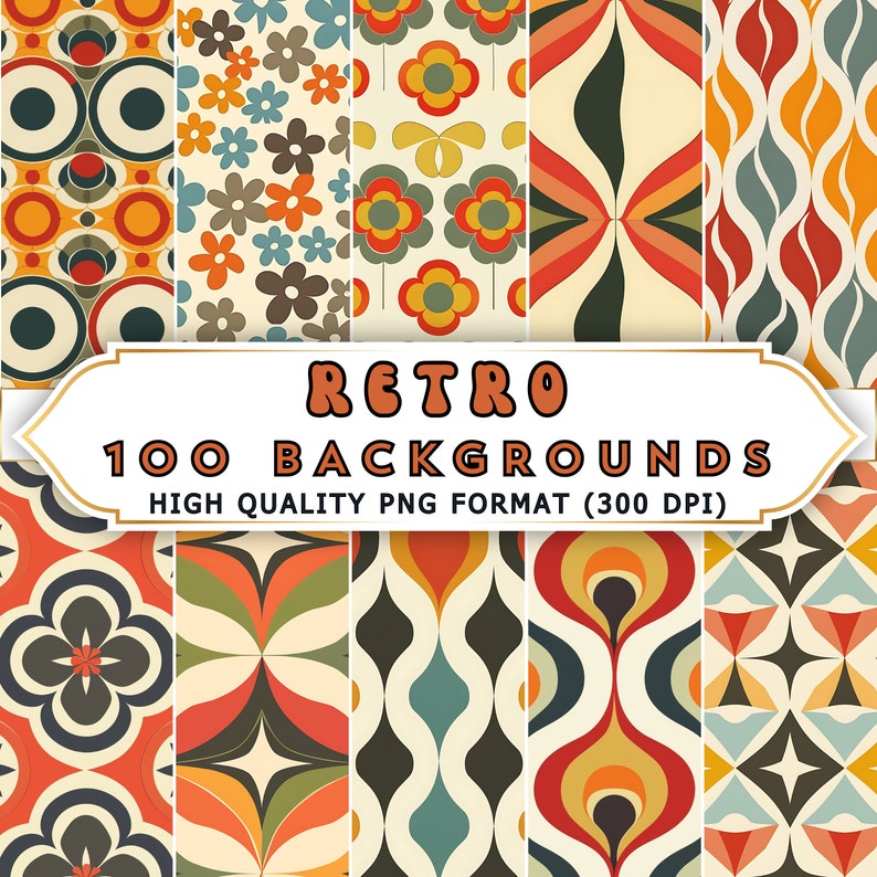 100 Retro Seamless Pattern Backgrounds Retro Themed Images 60s 70s ...