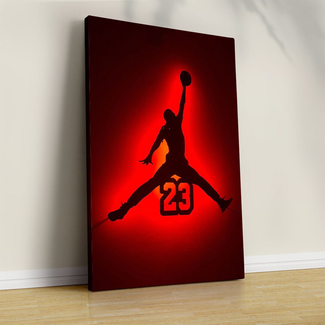 Michael Jordan Jumpman Metal Led Wall Sign, RGB Metal Wall Led Decor ...