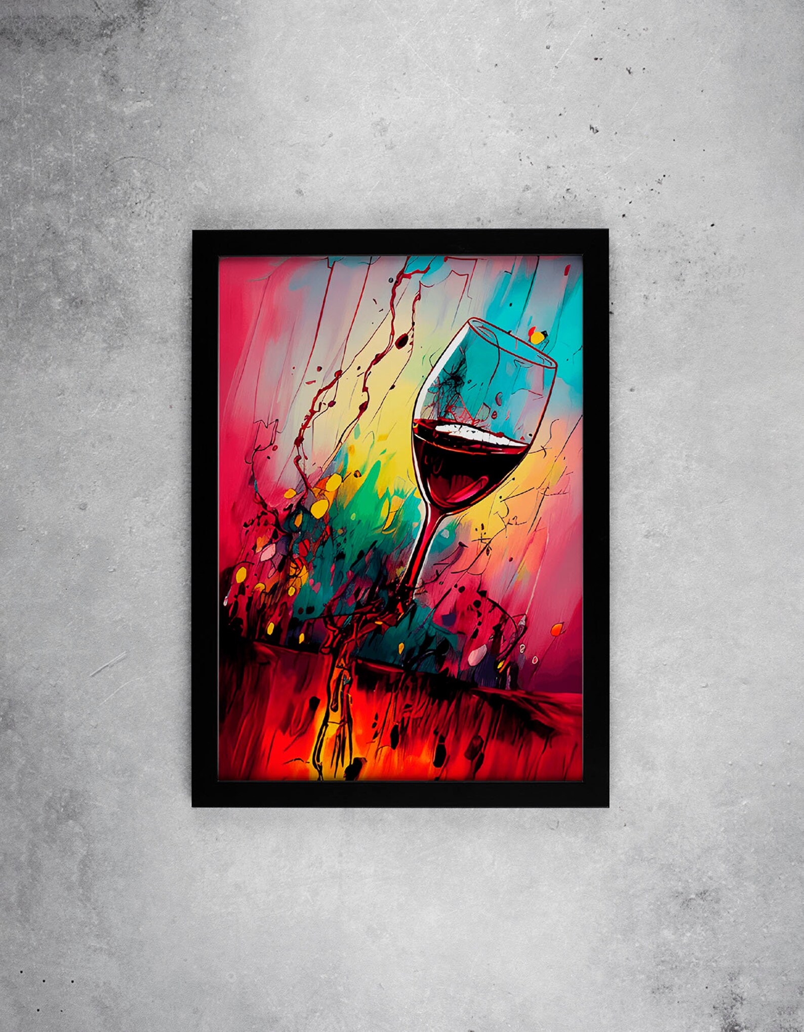 Colorful Wine Glass Painting Print Canvas Art Prints Wine Lover Gift ...