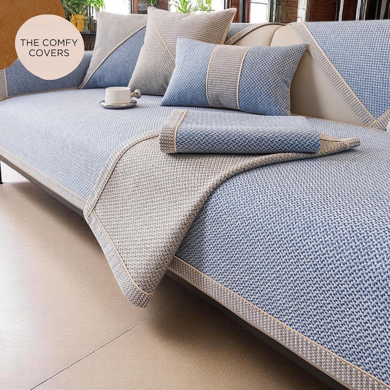 Cotton Couch Cover, Large Sofa Slipcover, Home Decor Throw Blanket - Etsy