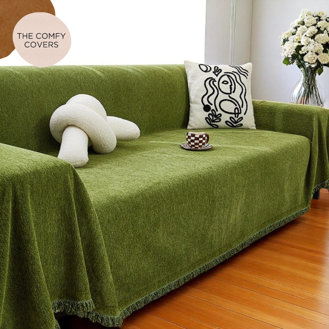 Soft Couch Cover, Large Size Couch Throw On, Soft Cotton Couch Cover ...