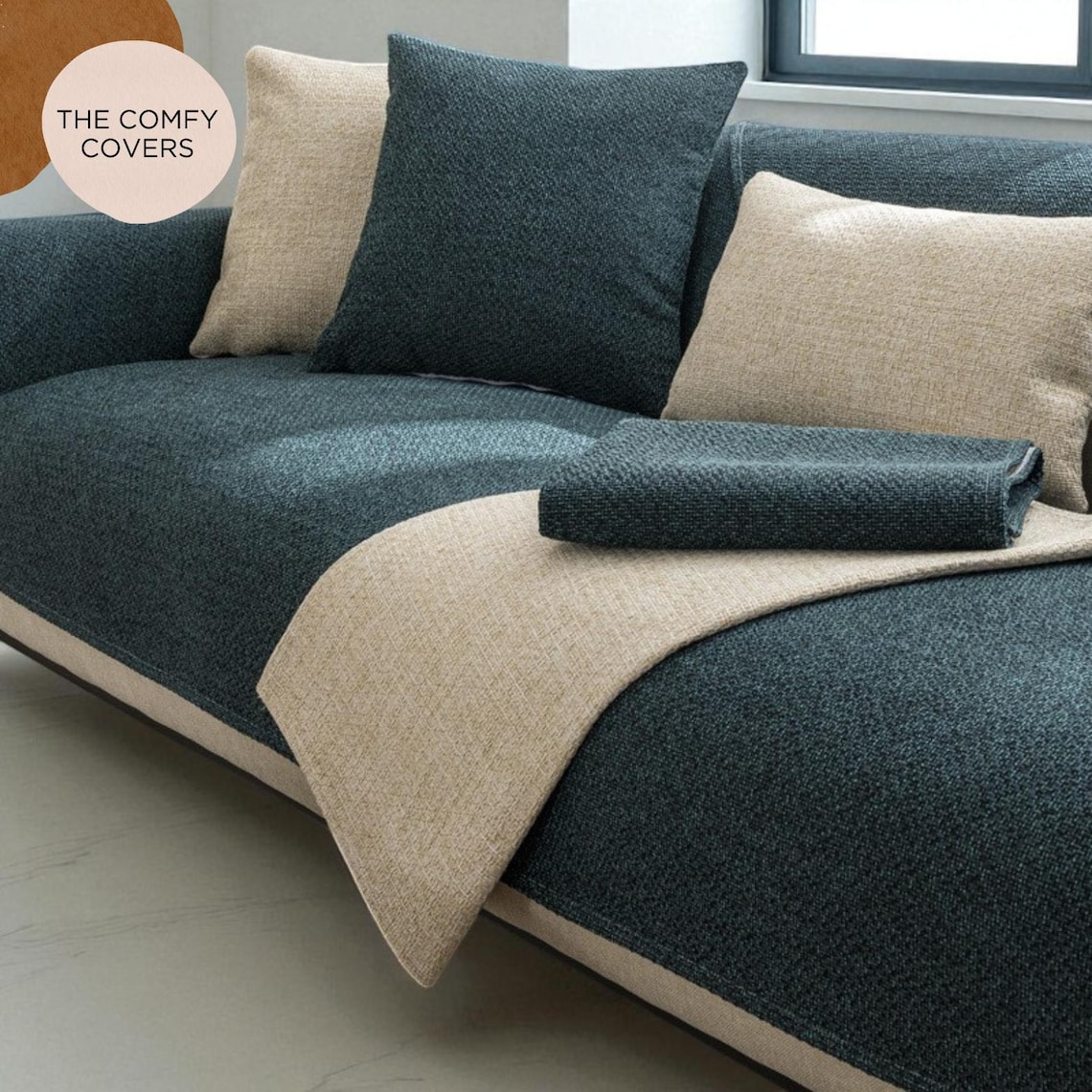 Sofa Dust Cover, Cotton Couch Cover, Linen Sofa Cover, Large Size Couch ...