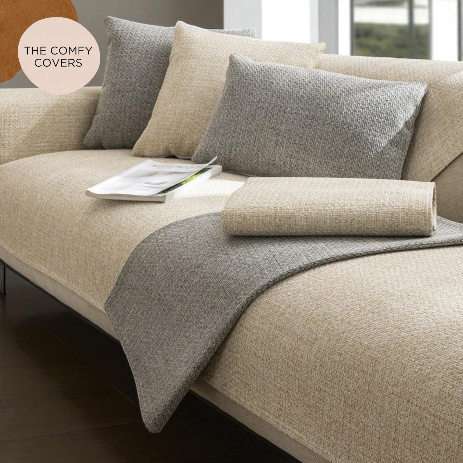 Sofa Dust Cover, Cotton Couch Cover, Linen Sofa Cover, Large Size Couch ...