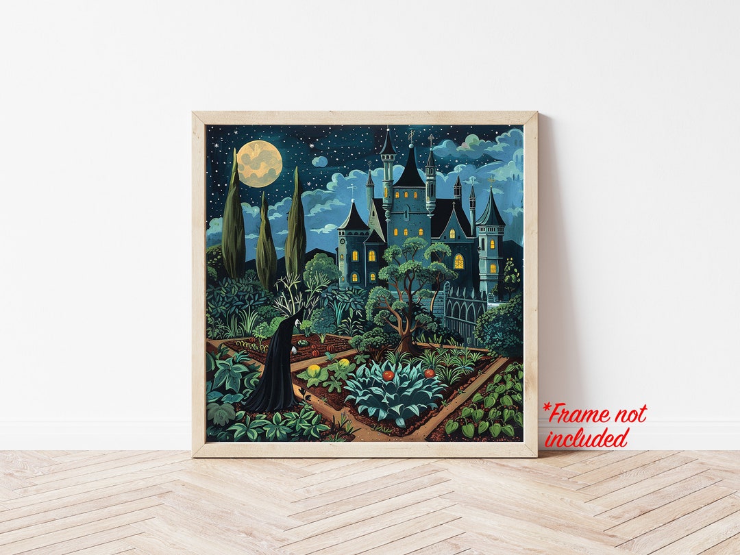 Witch Gardening2 Poster Print Monster Wall Art Premium Matte Square ...