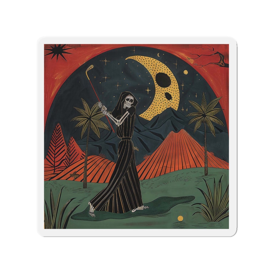 Grim Reaper Golfing 2 Square Magnets Indoor/outdoor Vinyl 3 Sizes 4x4 ...