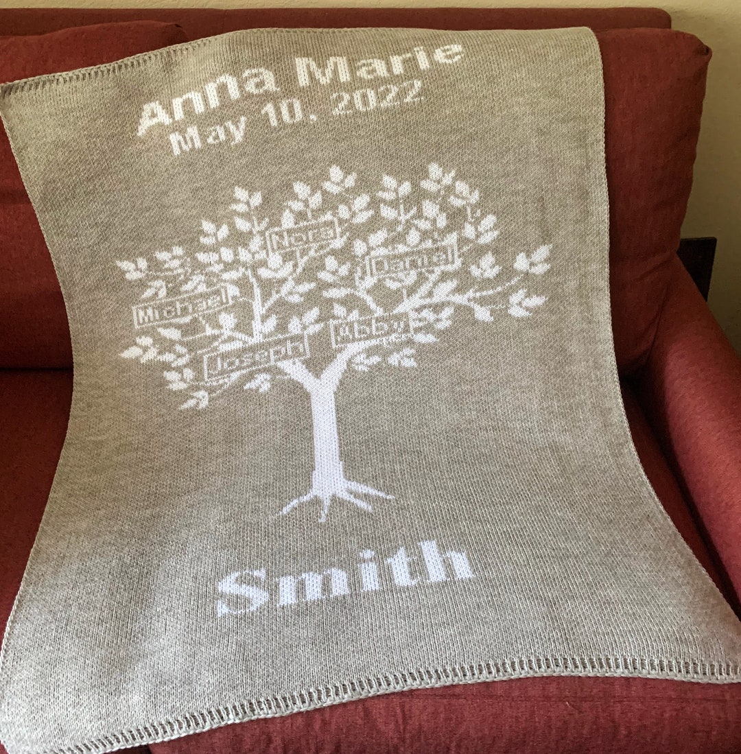 Personalize Knit Baby Blanket - Family Tree Blanket, FREE SHIPPING ...