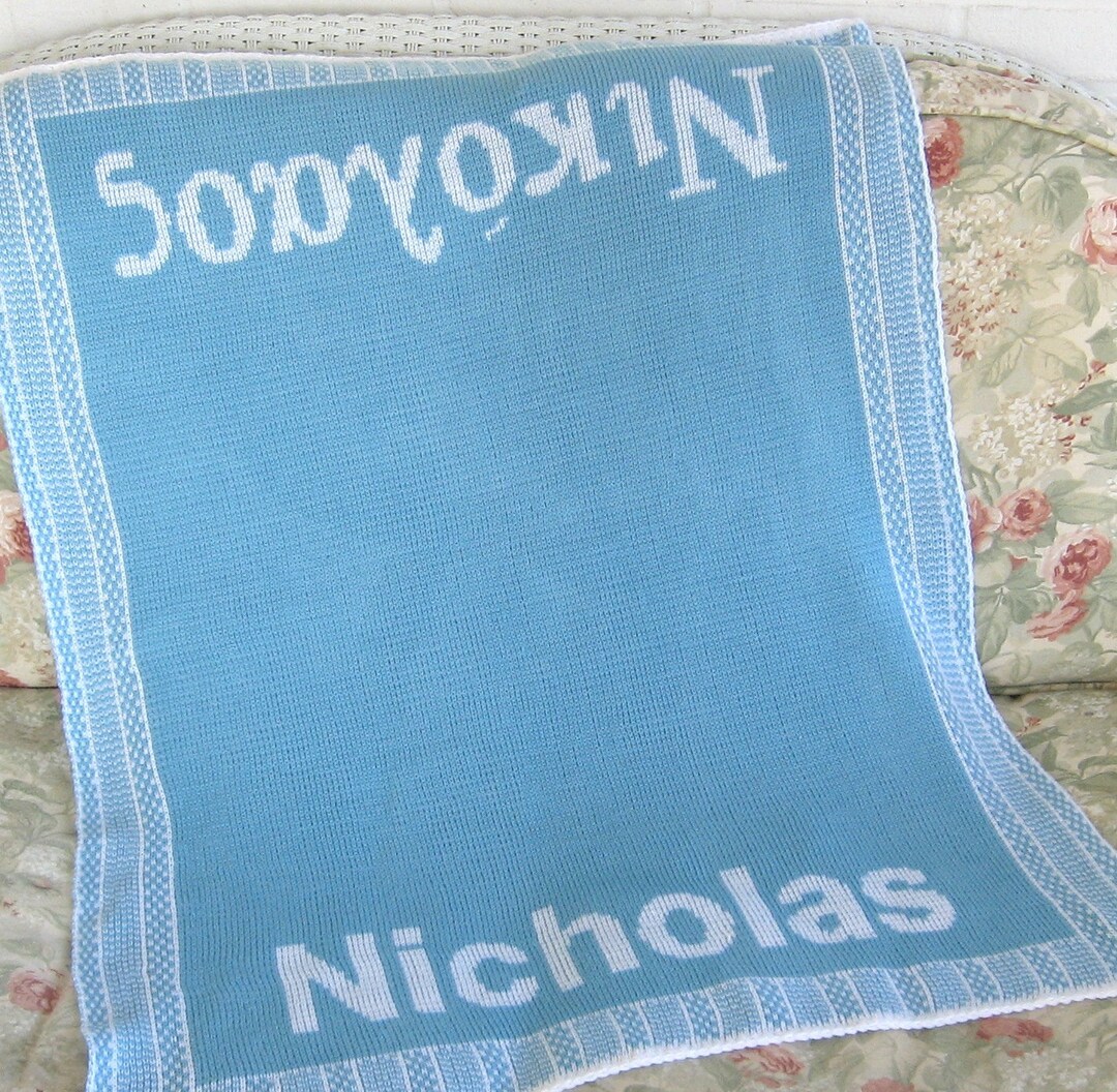 Personalized Knit Baby Blanket: Greek Name Christening Gift, Easy Wash ...