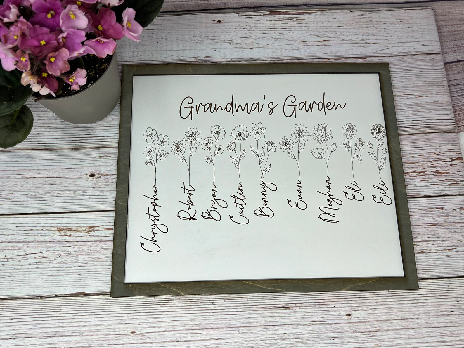 Grandmas Garden Birth Flower Sign, Grandmas Garden Sign With Names ...