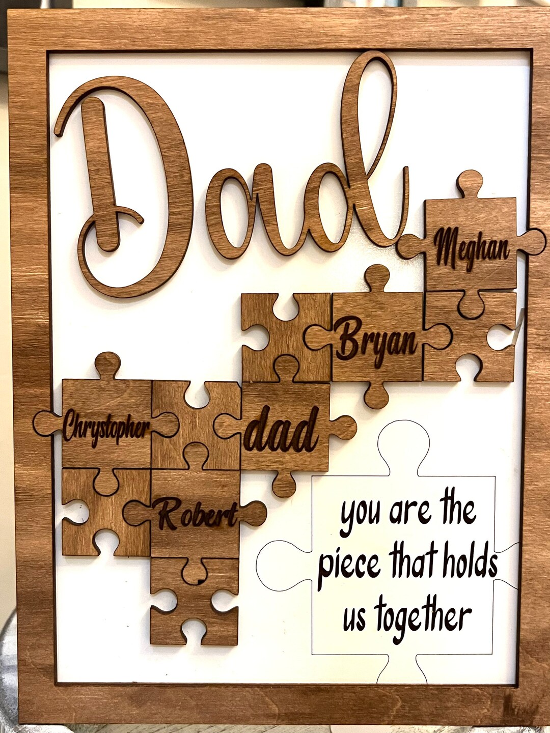 Dad Puzzle Sign, Dad Piece That Holds Us Together, Fathers Day Puzzle ...