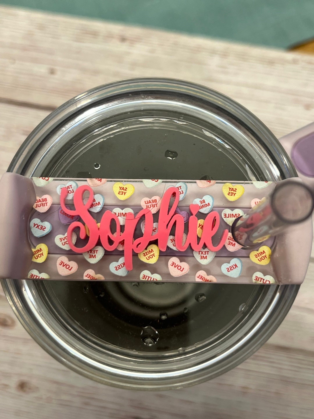 Valentine Stanley Name Plate, 40 Oz Acrylic Tumbler Tag, Stanley Cup ...