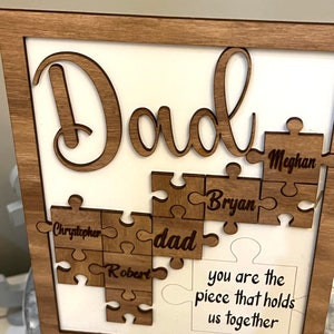 Dad Puzzle Sign, Dad Piece That Holds Us Together, Fathers Day Puzzle ...
