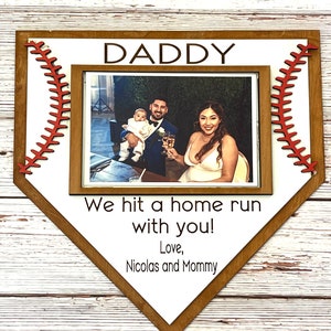 Baseball Fathers Day Sign for Grandpa, Baseball Home Plate for Dad ...