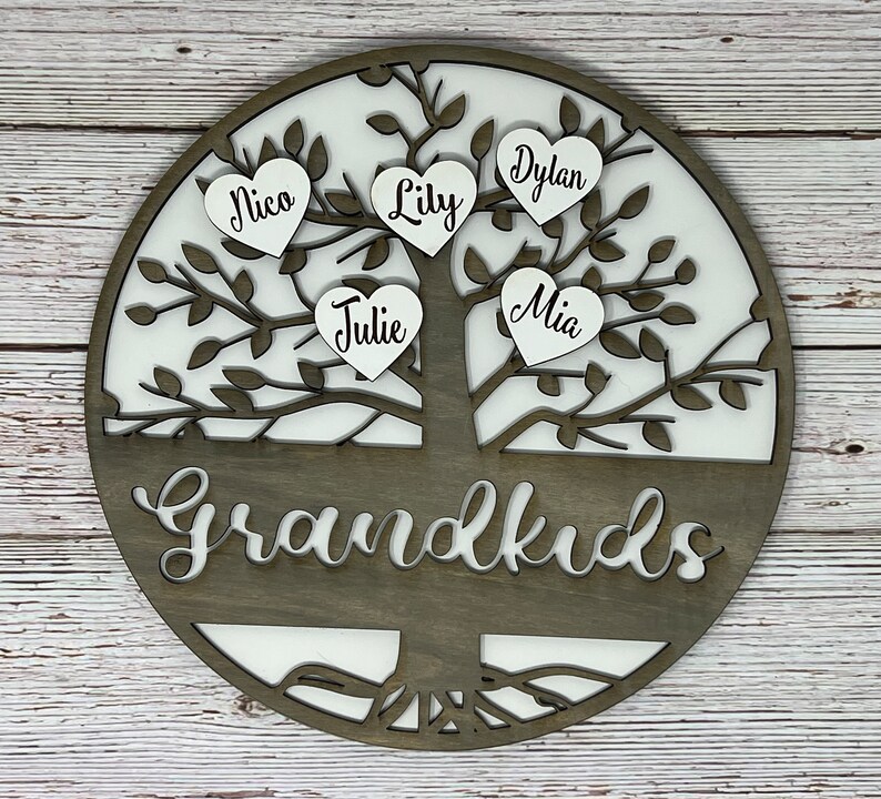 Family Tree Sign, Grandkids Tree Sign, Grandkids Sign, Grandchildren ...