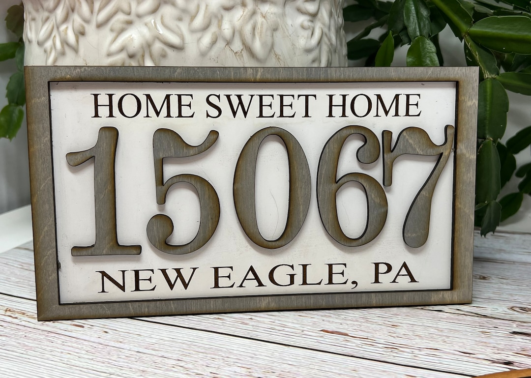 Zip Code Sign Home Sweet Home, Town Name Sign, Custom Town Sign, Zip ...