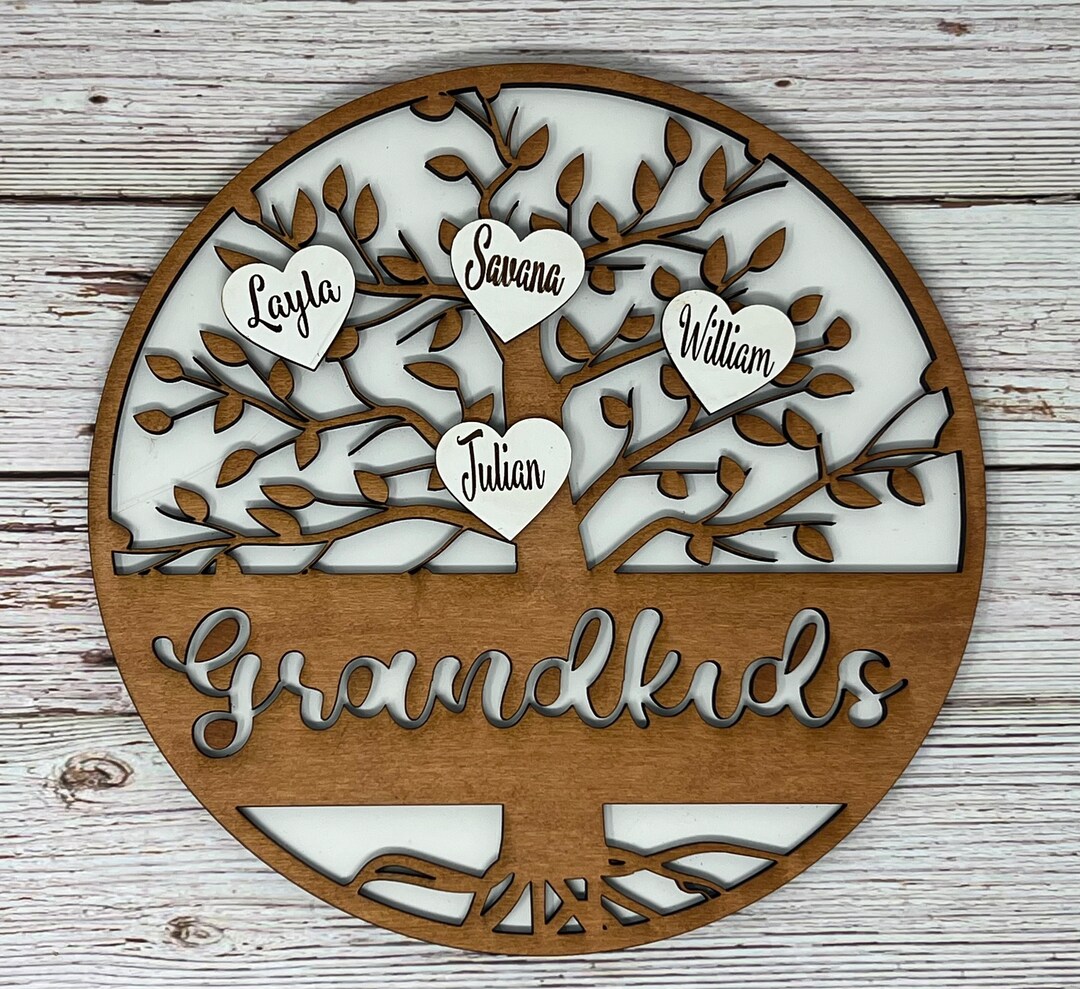 Family Tree Sign, Gift From Grandkids, Grandkids Sign, Grandchildren ...