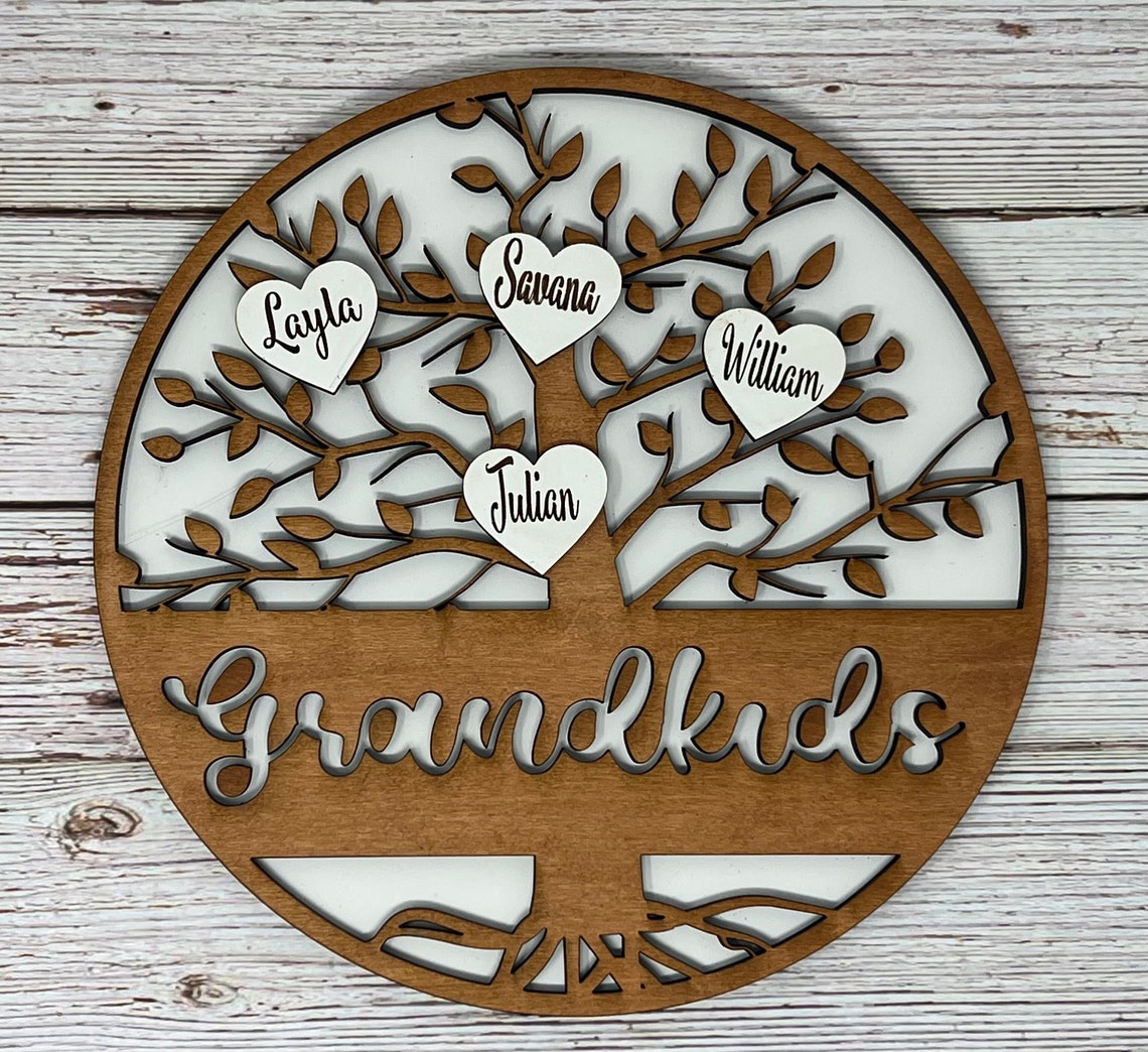 Family Tree Sign, Gift From Grandkids, Grandkids Sign, Grandchildren ...