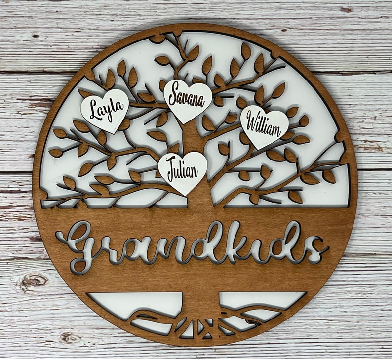 Family Tree Sign, Grandkids Tree Sign, Grandkids Sign, Grandchildren ...