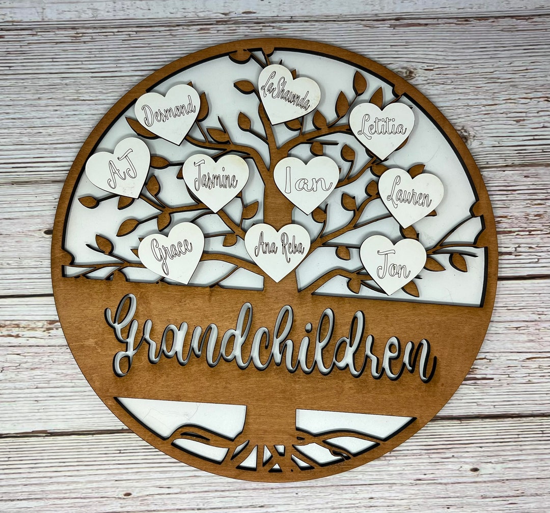 Family Tree Sign, Grandkids Tree Sign, Grandkids Sign, Grandchildren ...