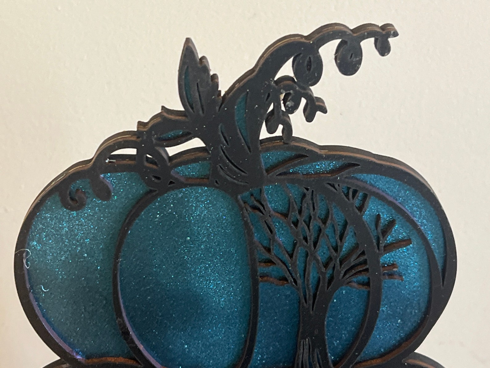 Blue Pumpkin Decor for Entryway, Stacked Pumpkins Wood, Halloween Decor ...