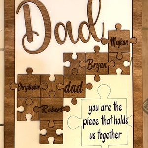 Dad Puzzle Sign, Dad Piece That Holds Us Together, Fathers Day Puzzle ...