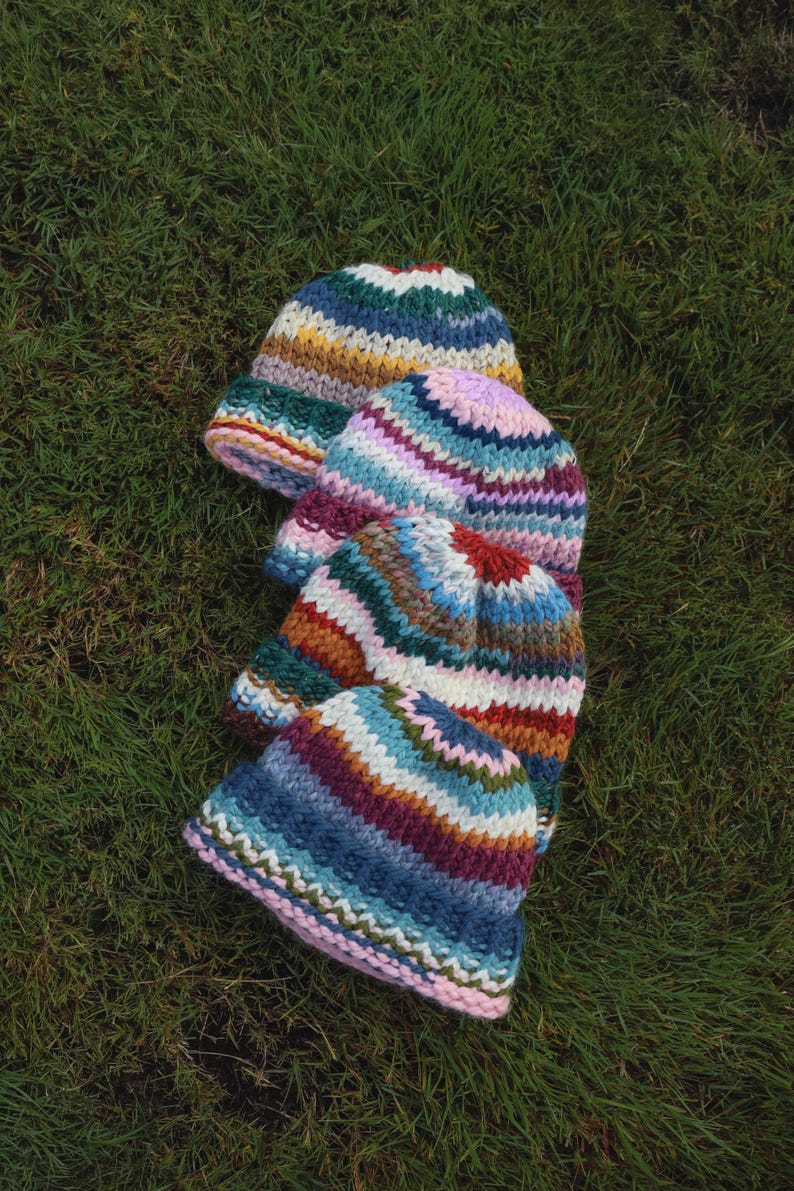 Multi-colored National Parks Scrap Yarn Knit Beanie - CUSTOMIZABLE - Etsy